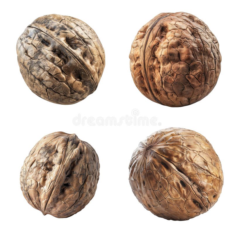 A Composition of Four Walnut Shells Stock Illustration - Illustration ...