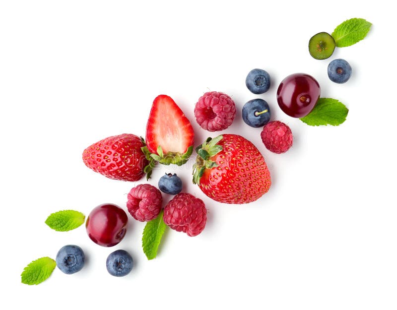 Fresh Berries on White Background Stock Image - Image of berry, design ...