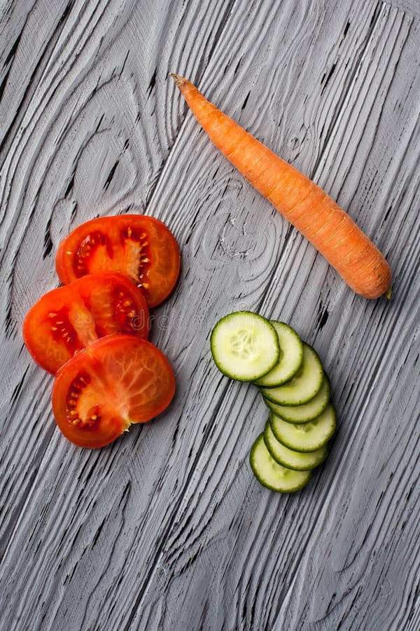 Composition of Fresh Vegetables on a Wooden Light Textured Table Stock ...