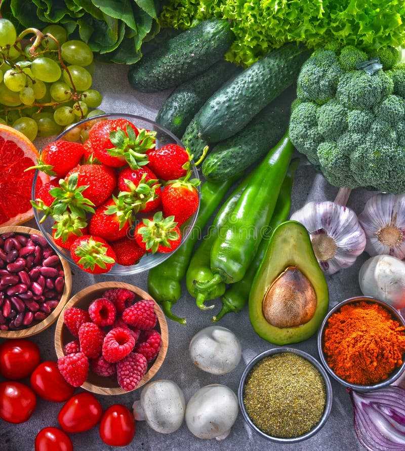 Composition with Fresh Vegetarian Grocery Products Stock Image - Image ...