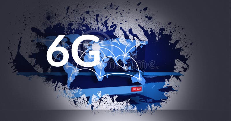Composition of 6g Text and Connections Over World Map in Background ...