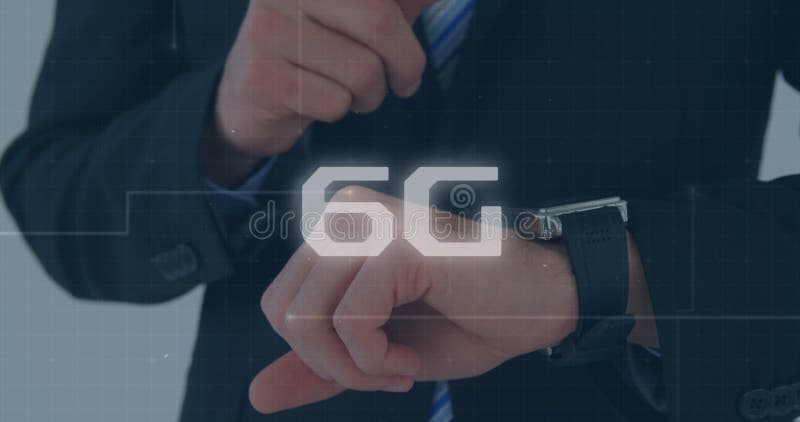 Composition of 6g Text and Network of Connections Over Businessman ...