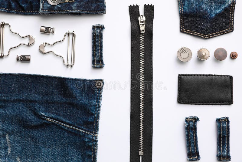 Composition with Garment Accessories and Details for Jeans Isolated on ...