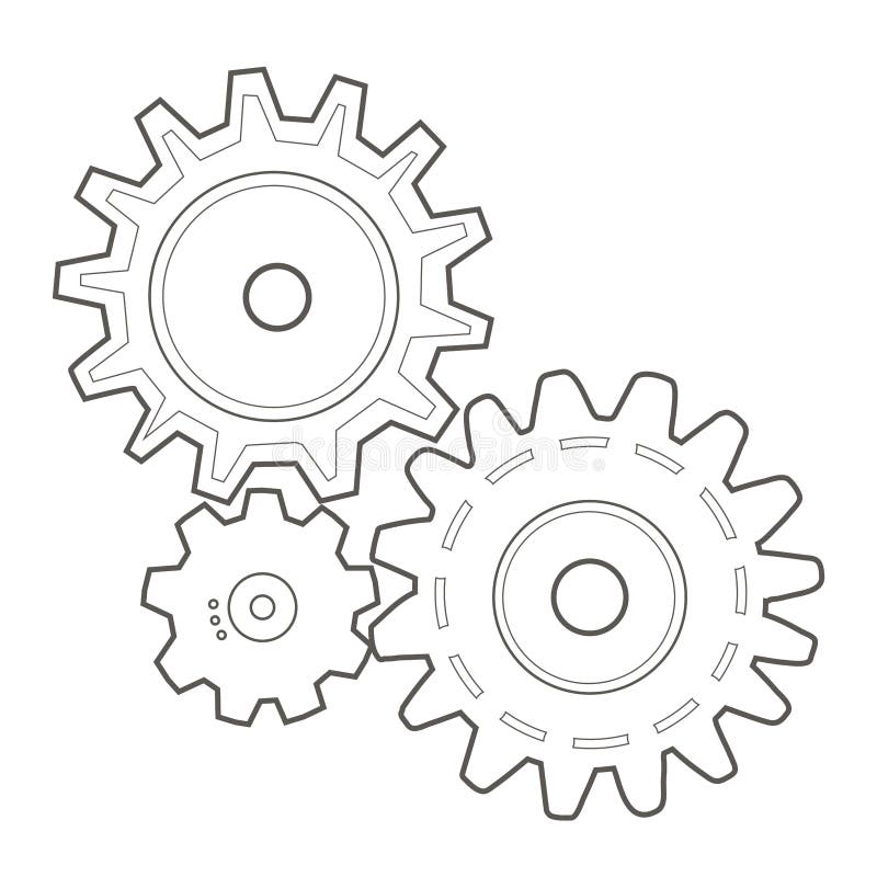 Composition with Gears. Simple Linear Vector Illustration Stock Vector ...