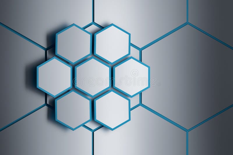 Composition with Geometric Hexagonal Objects. Stock Illustration ...