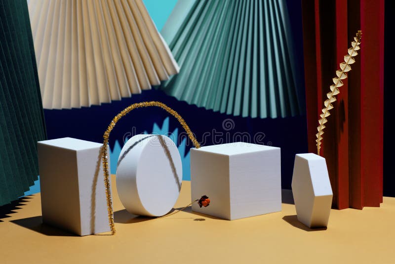 Geometric Shapes Still Life Cylinder Cube Sphere Arch Stock Photos ...