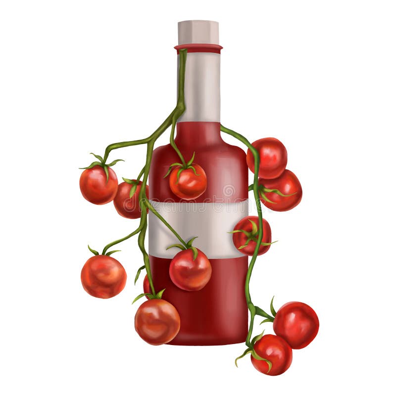 Composition of a Glass Bottle with Tomato Paste and Cherry Tomatoes on ...