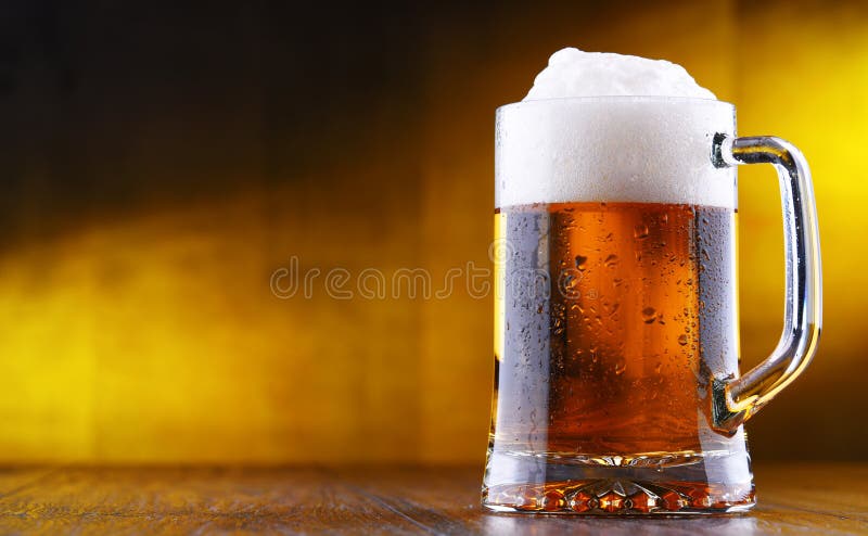 Composition with Glass of Draught Beer Stock Photo - Image of liquid ...