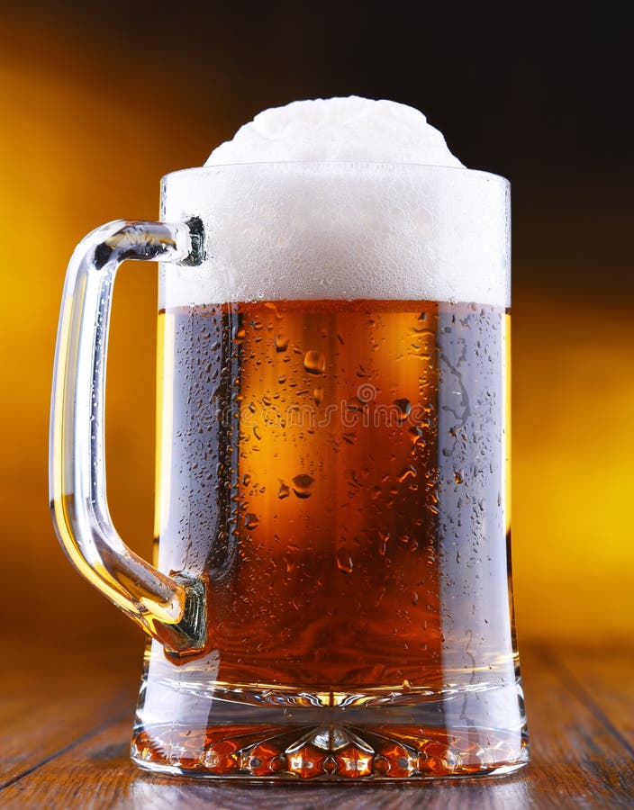 Composition with Glass of Draught Beer Stock Photo - Image of beverage ...