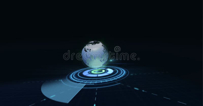 Composition of Globe Over Scope Scanning on Black Background Stock ...