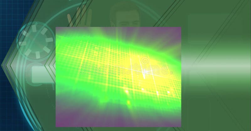 Composition of Glowing Green Light Over Digital Interface and Man Using ...
