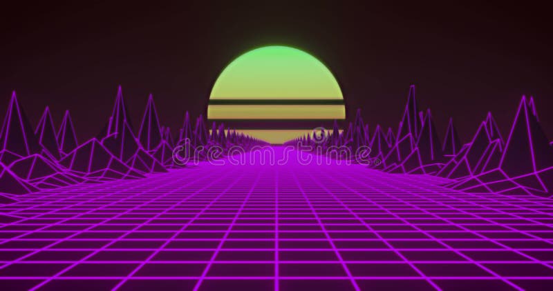 Composition of Glowing Sun and Metaverse Grid on Black Background Stock ...