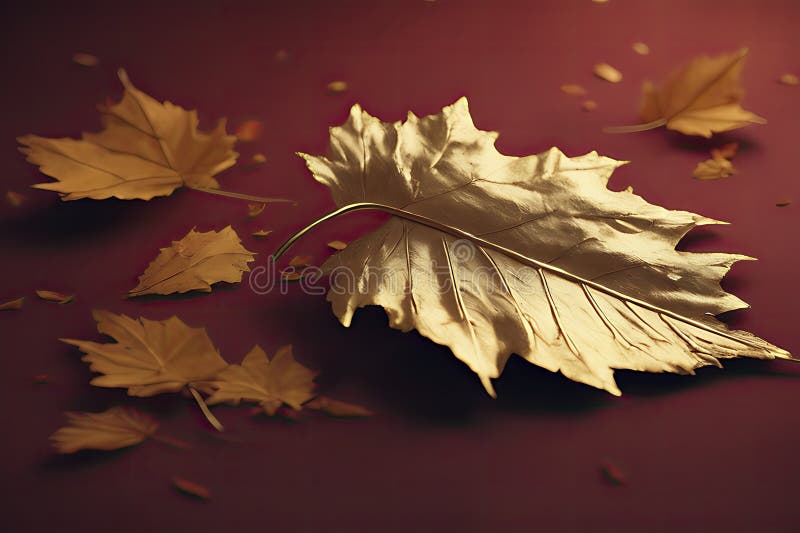 A Composition with a Golden Autumn Leaf Set Stock Illustration ...