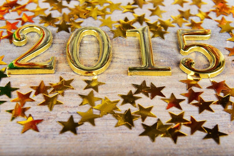 Composition of Golden Numbers 2015 Year and Gold Asteri Stock Photo ...