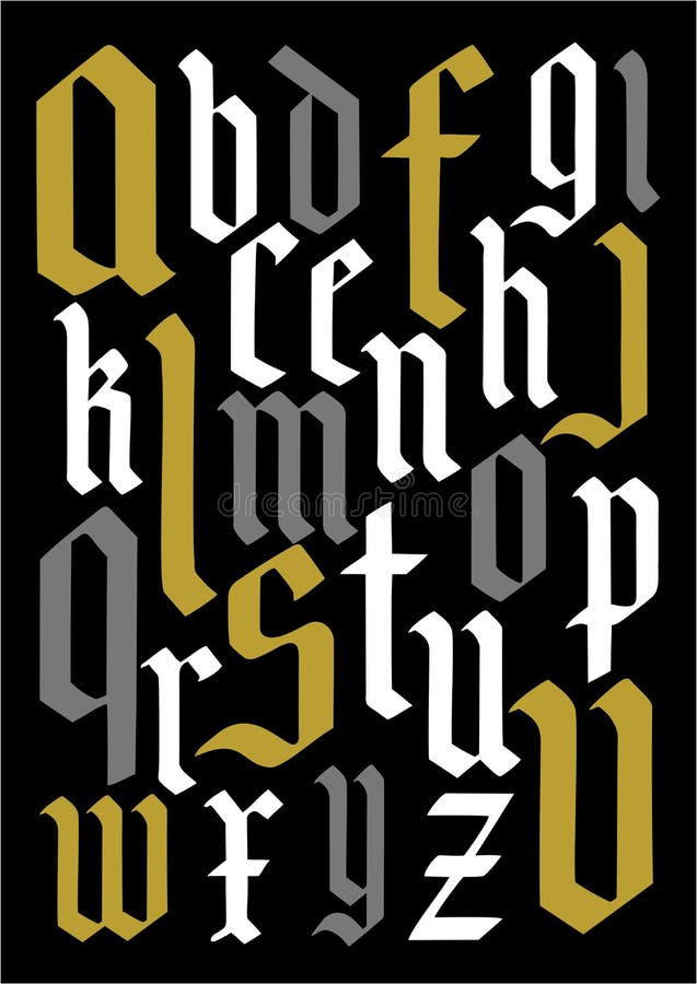 Gothic Alphabet. Medieval Gothic Font with Capitals and Lowercase Caps ...