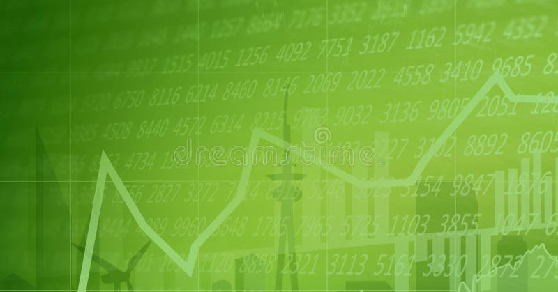 Composition of Green Financial Data Processing on Screen Over Cityscape ...