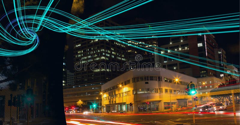 Composition of Green Light Trails of Data and Information Over ...