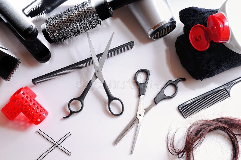 Composition Hairdressing Tools Isolated Top Stock Image - Image of ...