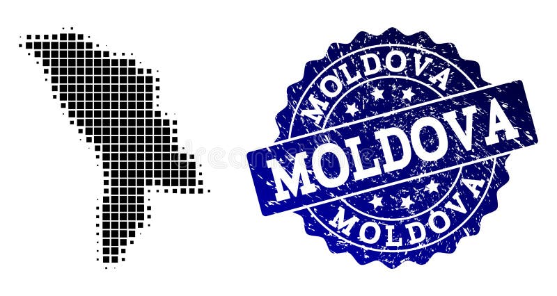 Moldova Old Map with Grunge and Crumpled Paper. Vector Illustration ...