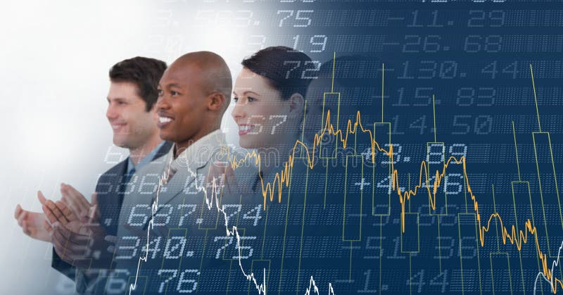 Composition of Happy Diverse Business Team in Meeting Over Interface ...