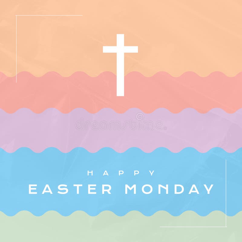 Composition of Happy Easter Monday Text Over Cross and Colourful ...