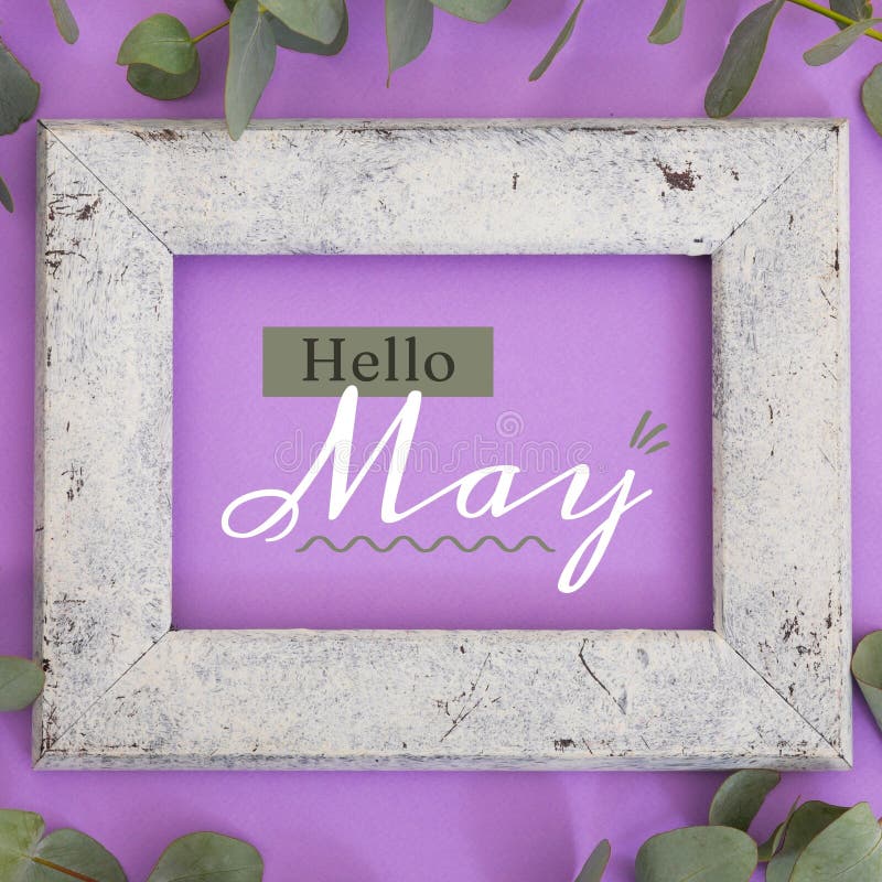 Composition of Hello May Text Over Green Leaves Stock Image - Image of ...