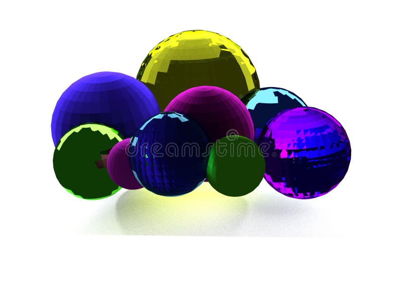 Spheres , Various Colors, Sizes in 3D Design. Stock Illustration ...