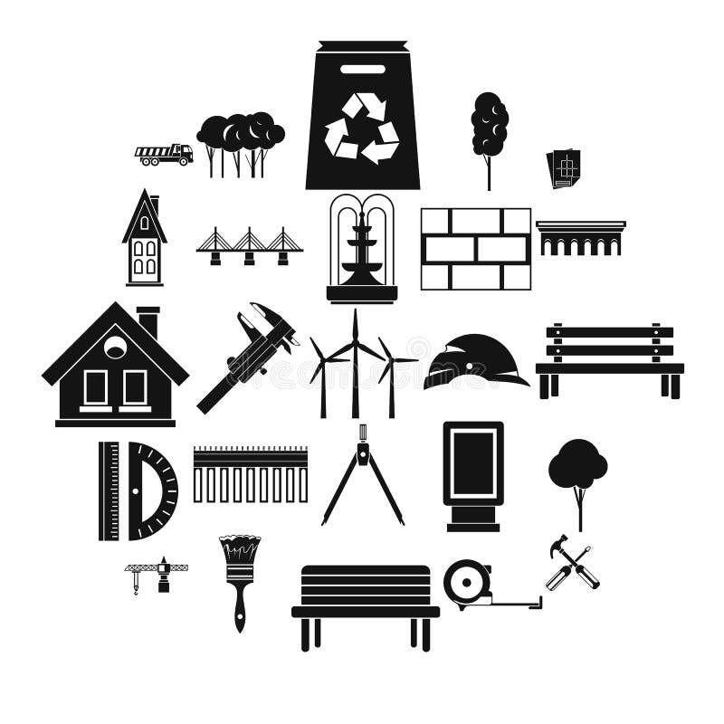 Composition Icons Set, Simple Style Stock Vector - Illustration of ...