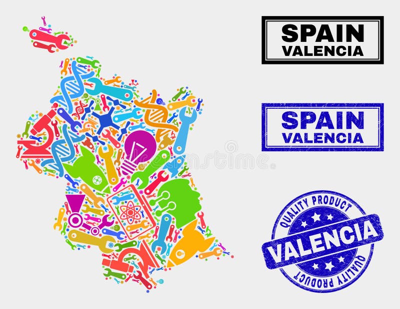 Composition of Industrial Valencia Province Map and Quality Product ...