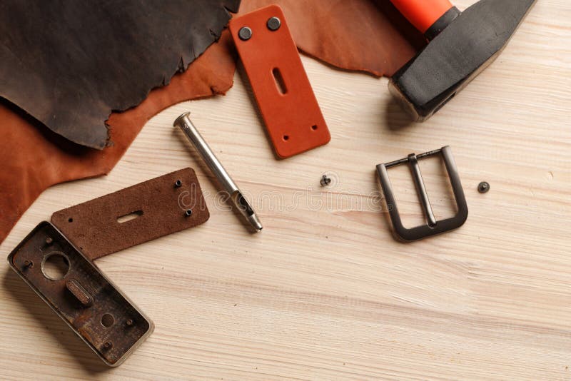 Composition of Instruments for Leather Processing. the Process of ...