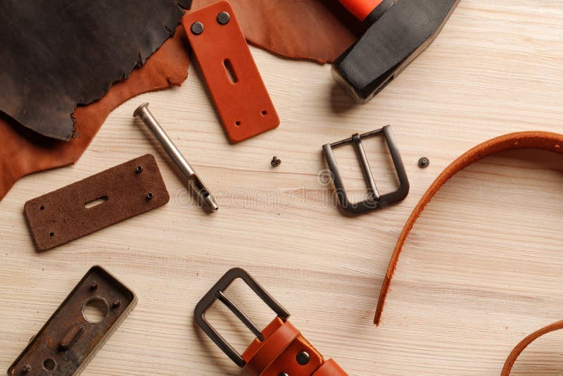 Composition of Instruments for Leather Processing. the Process of ...