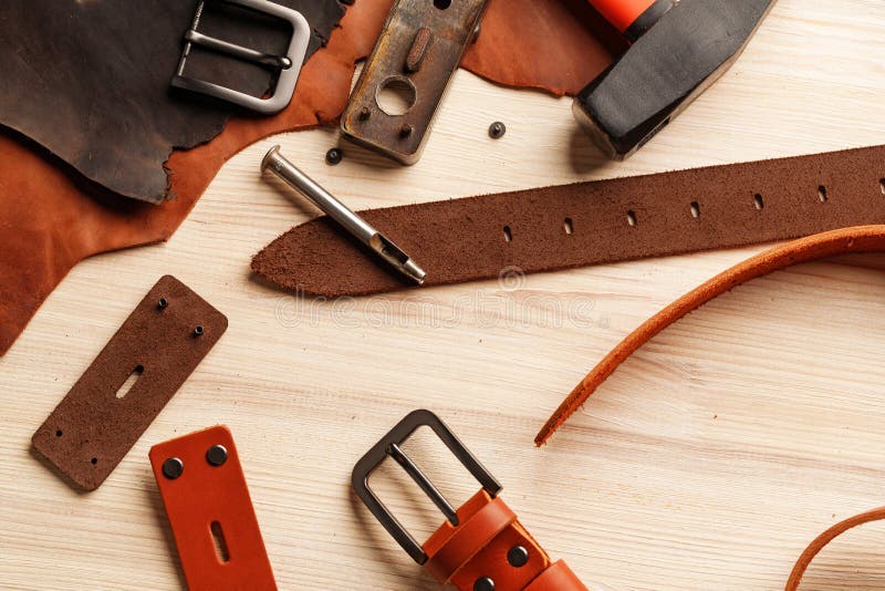 Composition of Instruments for Leather Processing. the Process of ...