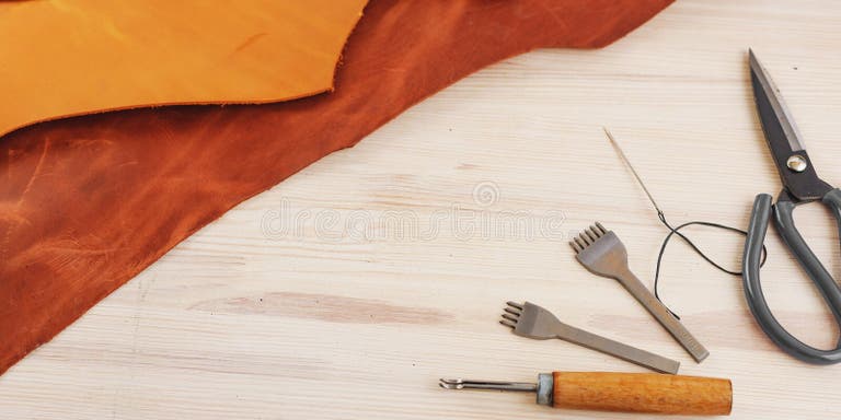 Composition of Instruments for Leather Processing. the Process of ...