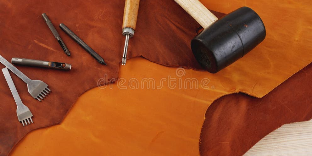 Composition of Instruments for Leather Processing. the Process of ...