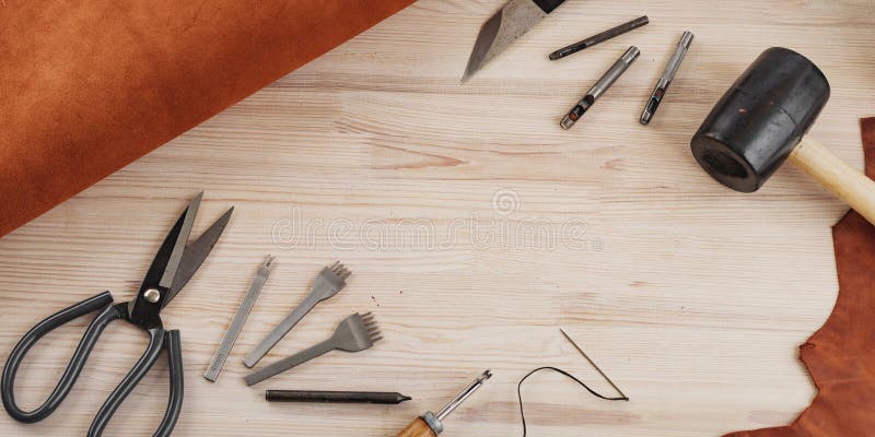 Composition of Instruments for Leather Processing. the Process of ...