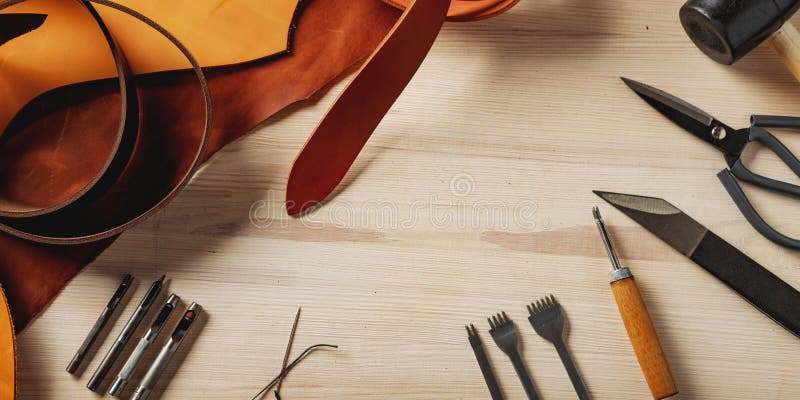 Composition of Instruments for Leather Processing. the Process of ...