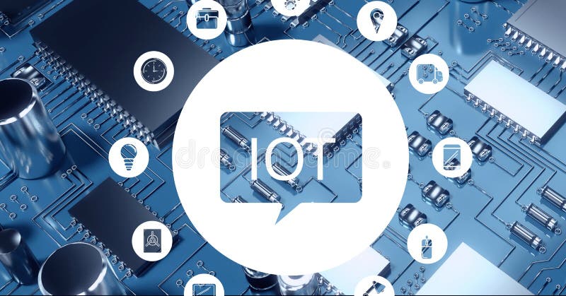 Composition of Iot Text and Network of Digital Icons Over Computer ...