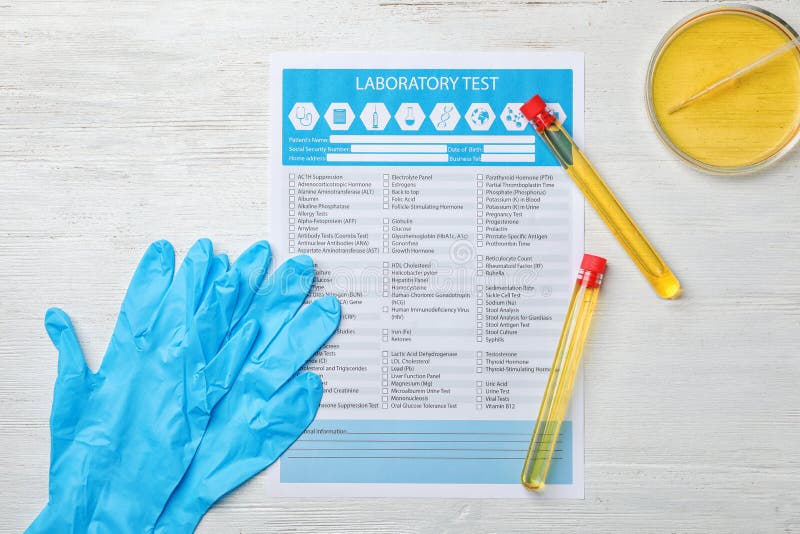 Composition with Laboratory Equipment and Urine Samples on Light ...