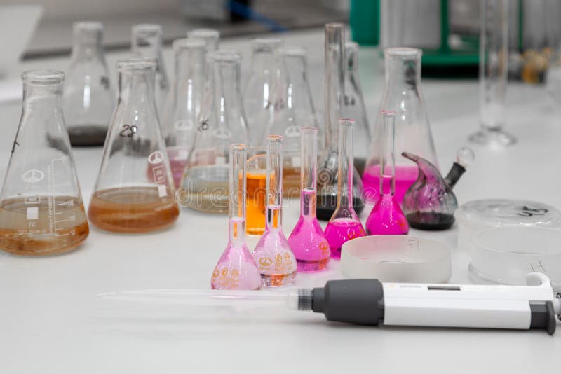 Composition of Laboratory Material with Colored Liquids in Realistic ...