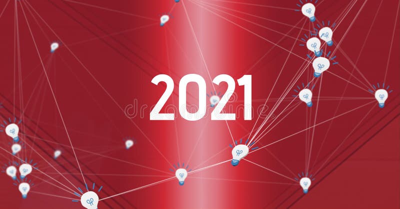 Composition of Light Bulb Icons and Network of Connections with 2021 ...