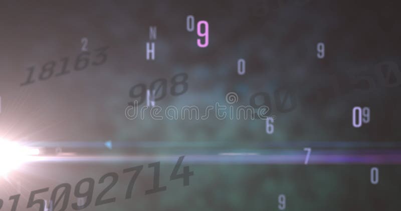Composition of Light Spots with Numbers and Letters on Blurred Dark ...