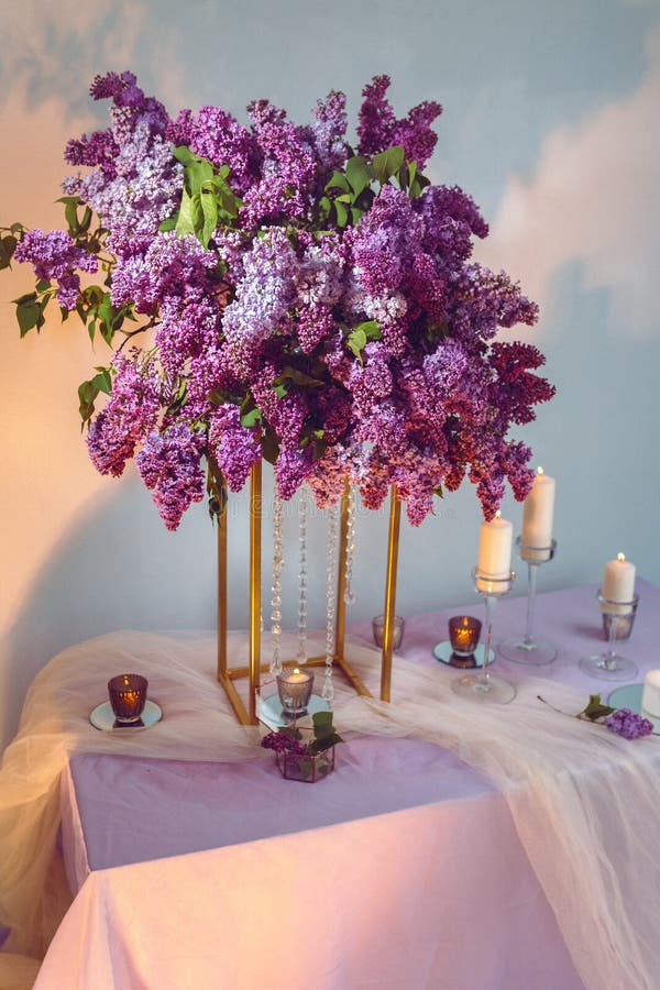 Composition of Lilac Flowers on the Table Stock Image - Image of ...