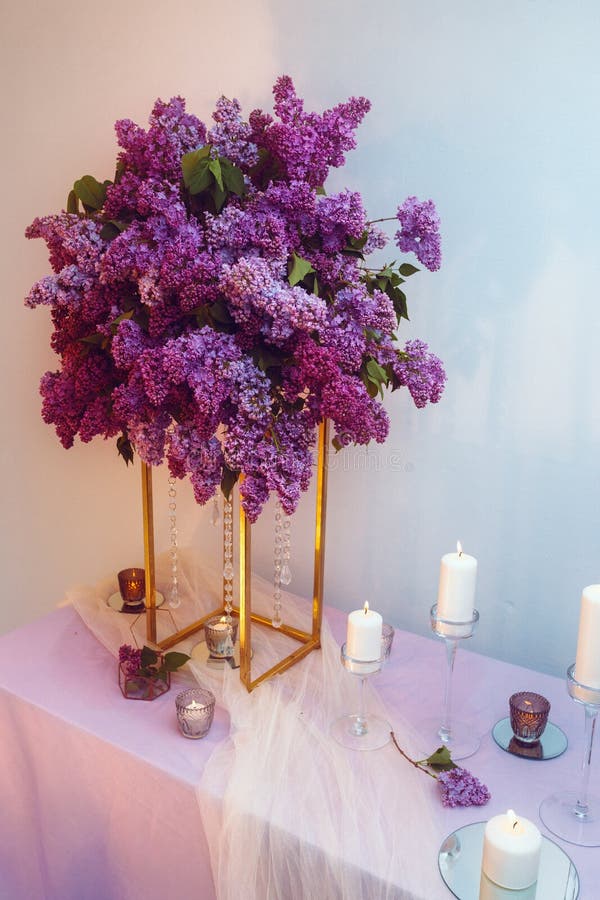 Composition of Lilac Flowers on the Table Stock Image - Image of ...