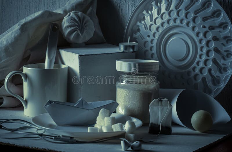 Composition Made of White Objects Stock Image - Image of shape, element ...