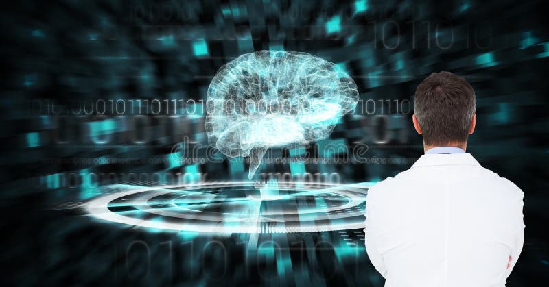 Composition of Male Doctor Using Virtual Screen with Brain Model Stock ...