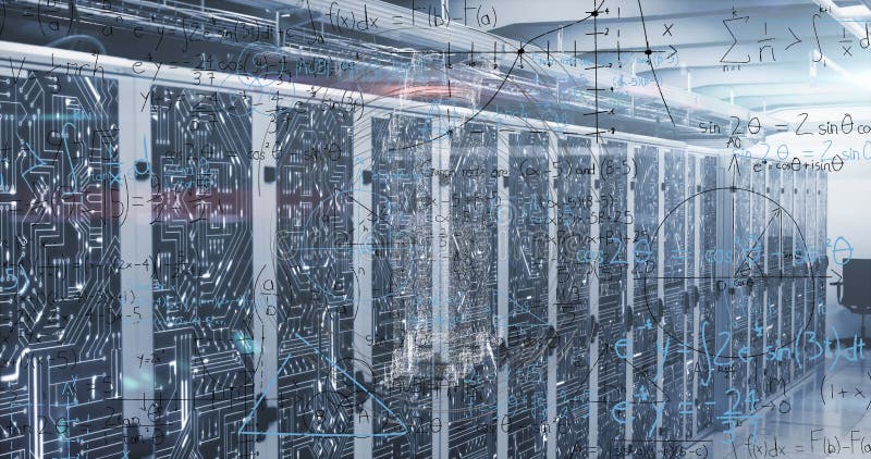 Composition of Mathematical Equations and Computer Circuit Board Over ...