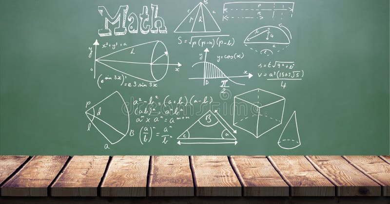 Composition of Mathematical Equations Over Green Chalkboard Stock Image ...
