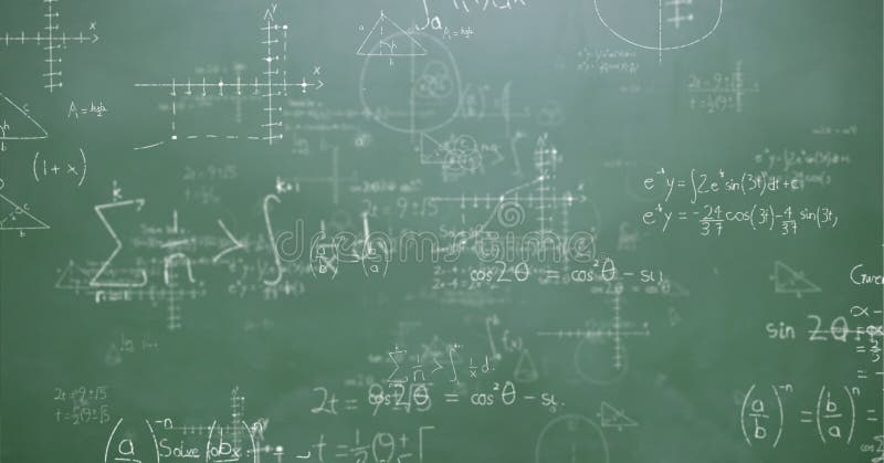 Composition of Mathematical Equations Over Green Chalkboard Stock ...