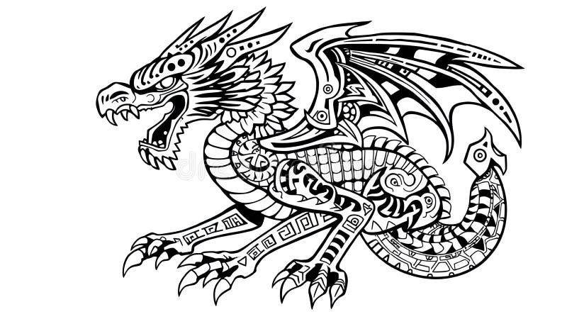 Illustrations of Tatto Art Dragon Maya Aztec Vector Stock Illustration ...