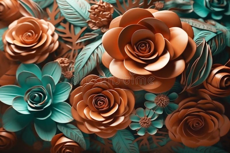 Composition of Orange Mint Artificial Flowers. Generative AI Stock ...